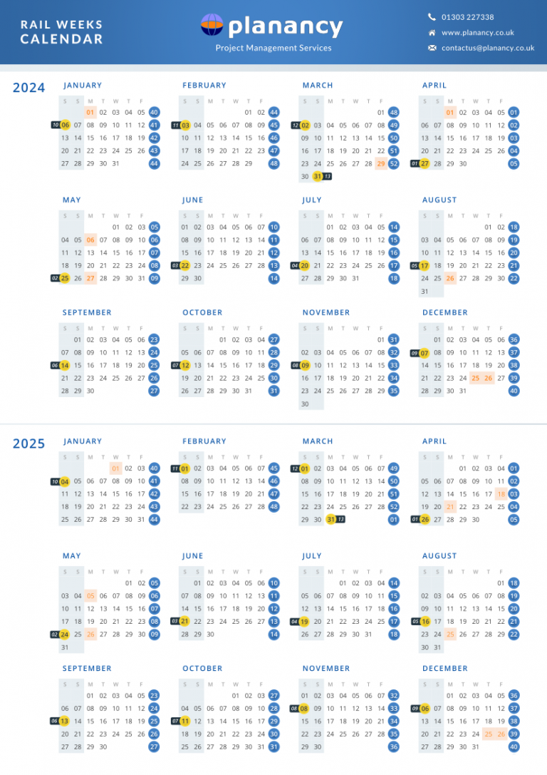 2024 - 2026 Rail Weeks Calendar | Planancy